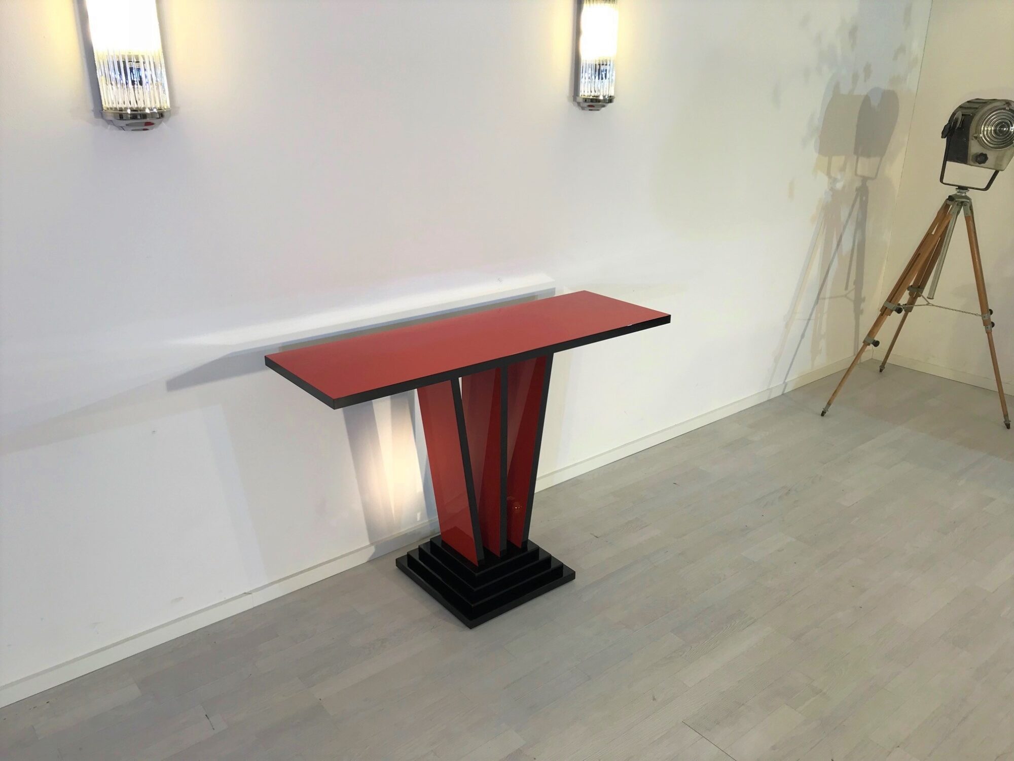 Red and Black Art Deco Design Console Table - Original Antique Furniture
