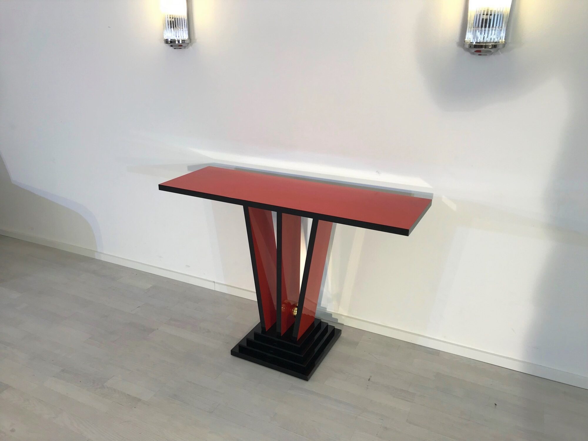 Red and Black Art Deco Design Console Table - Original Antique Furniture