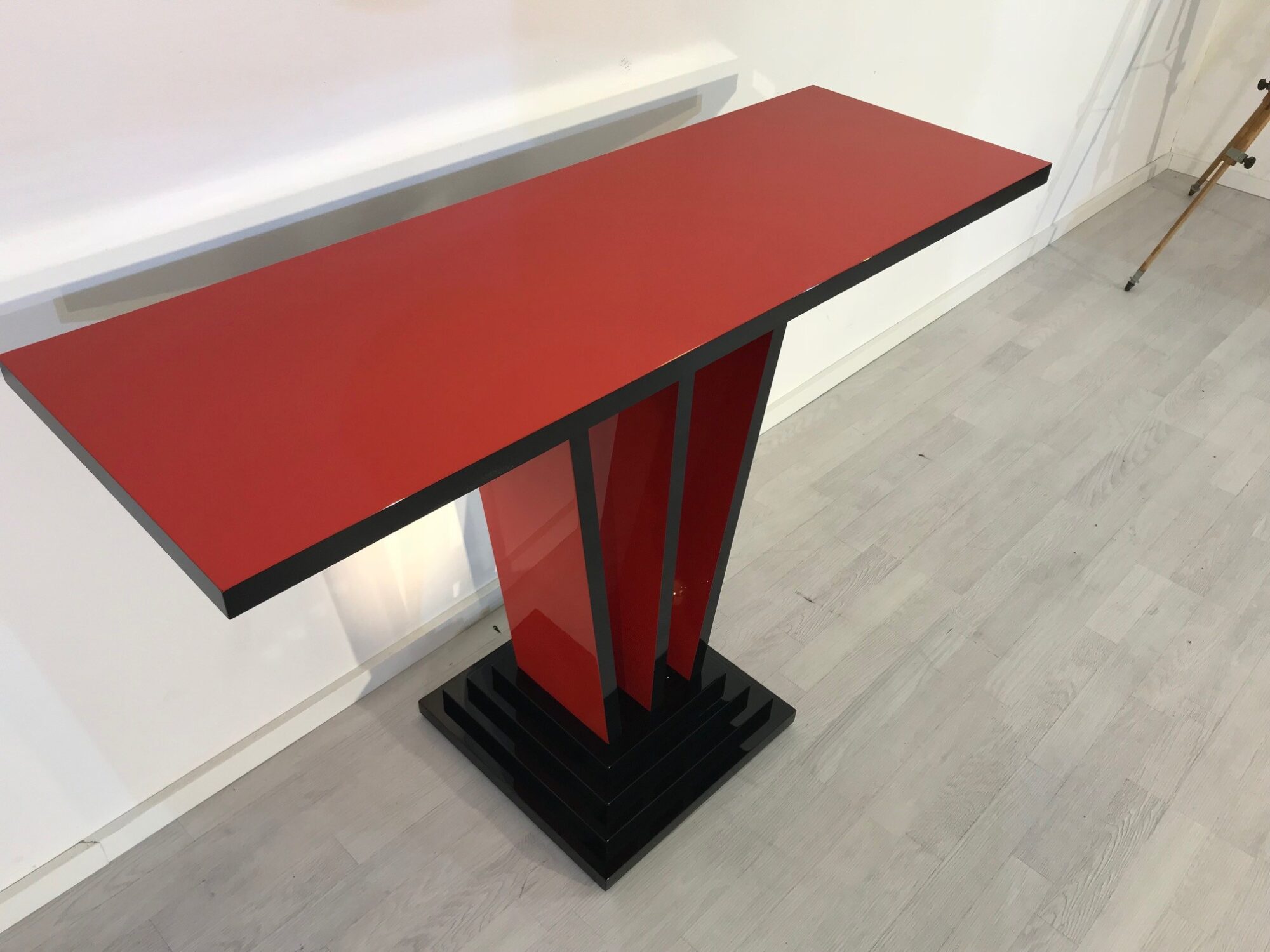 Red and Black Art Deco Design Console Table - Original Antique Furniture